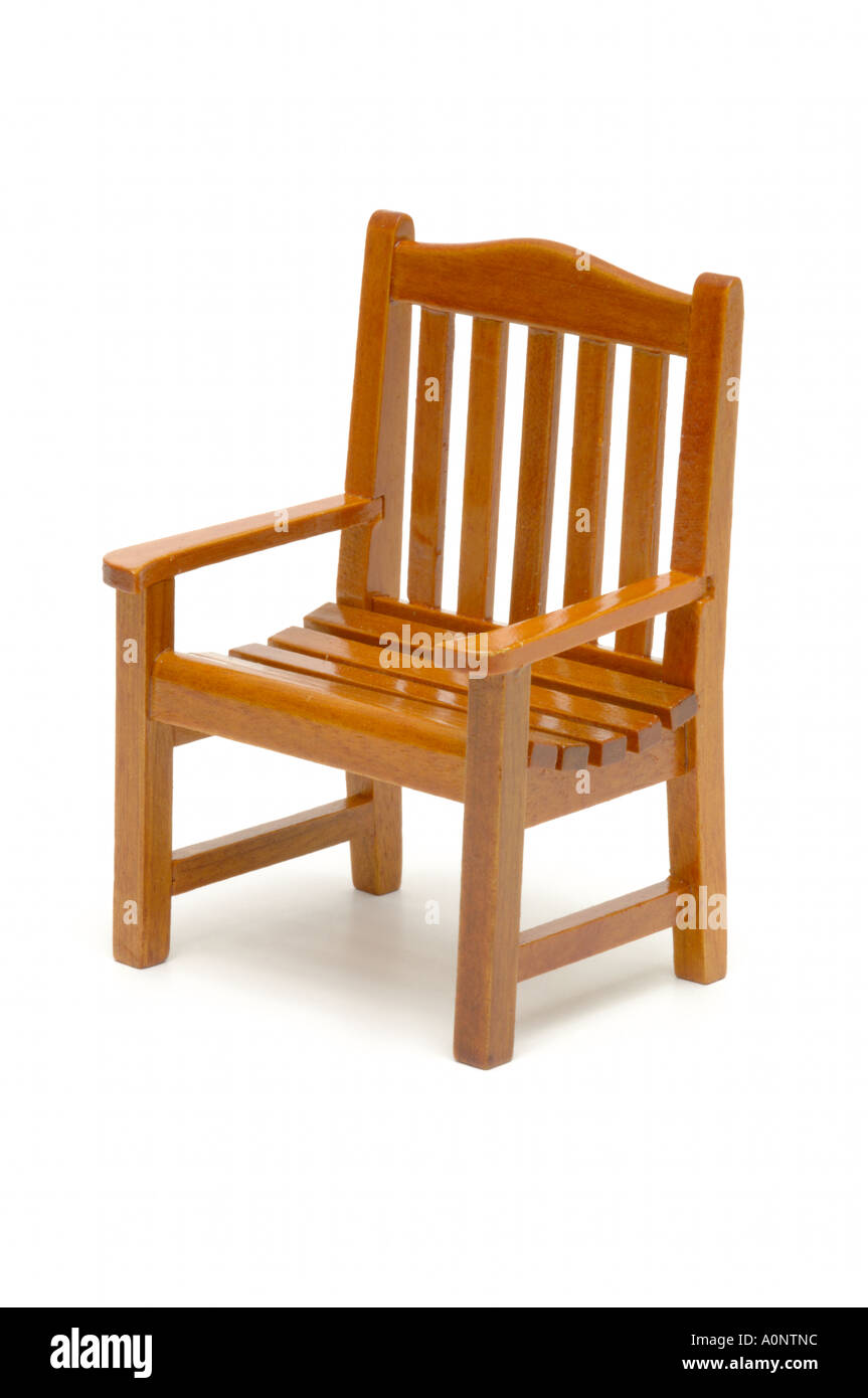 Wooden garden chair on white background Stock Photo - Alamy