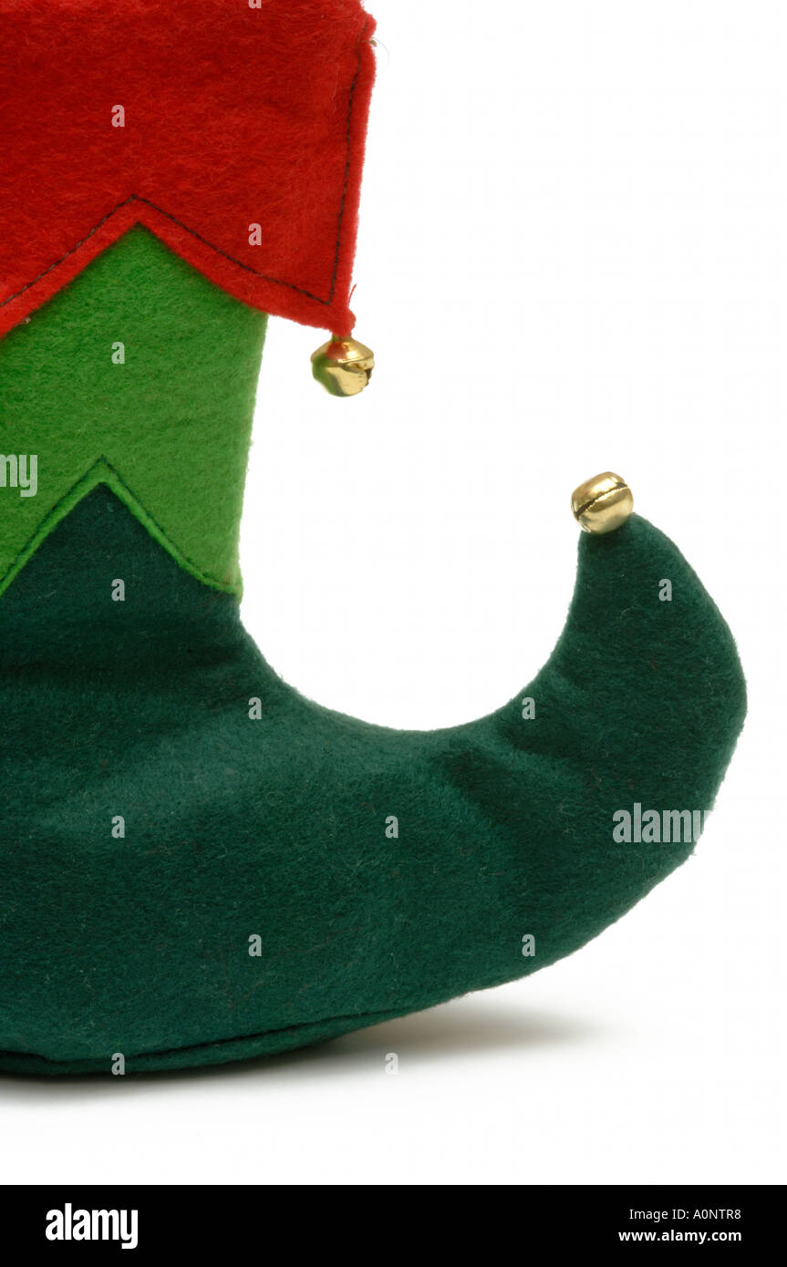 Elf boot on white background Stock Photo - Alamy