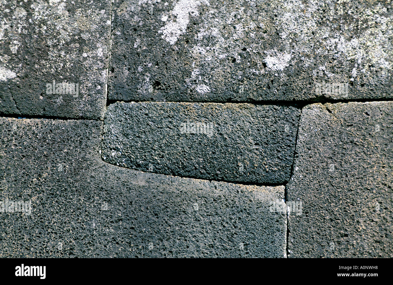 Rapa Nui stone wall at Vanapu Stock Photo - Alamy