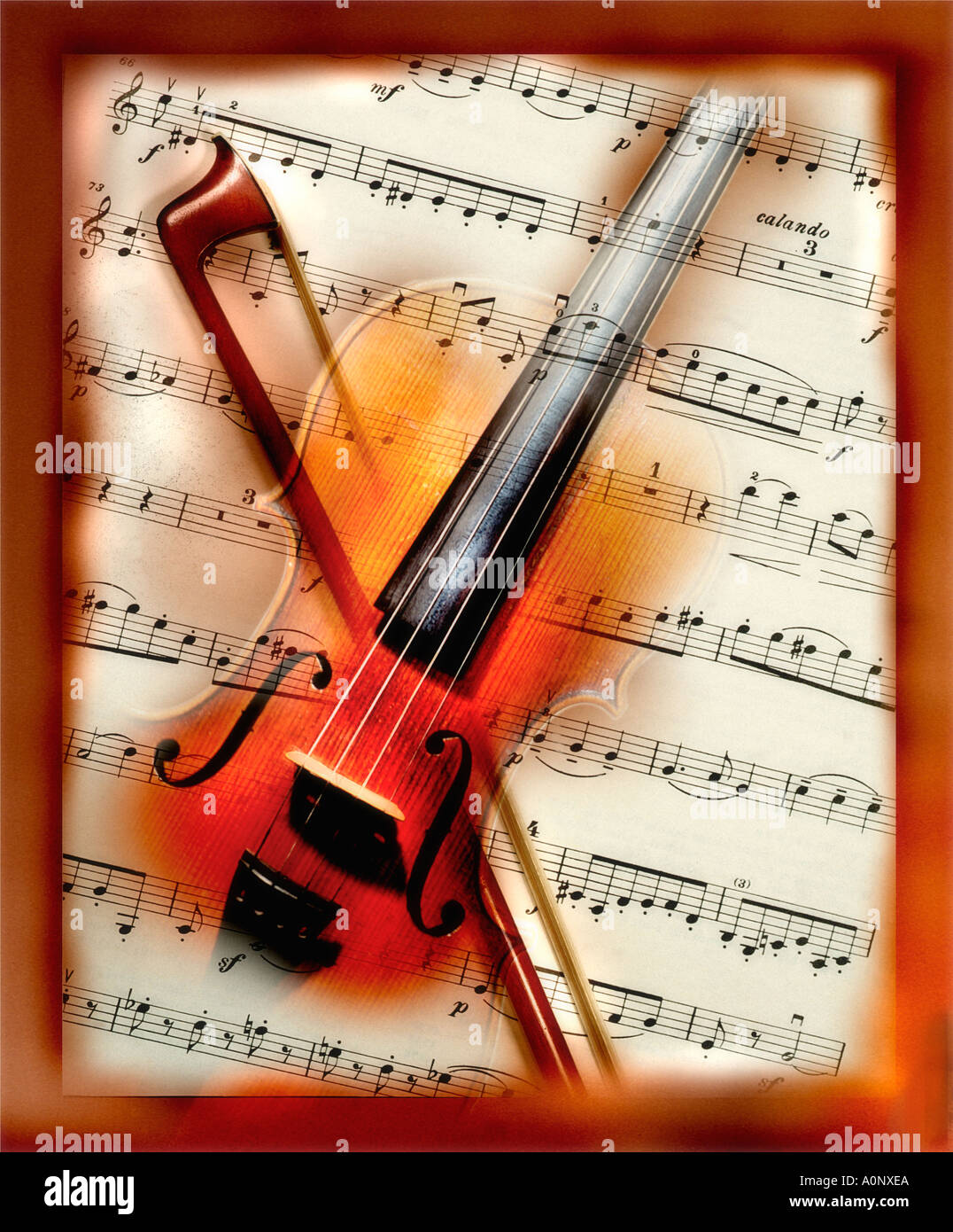 Violin Bow And Music Stock Photo - Alamy