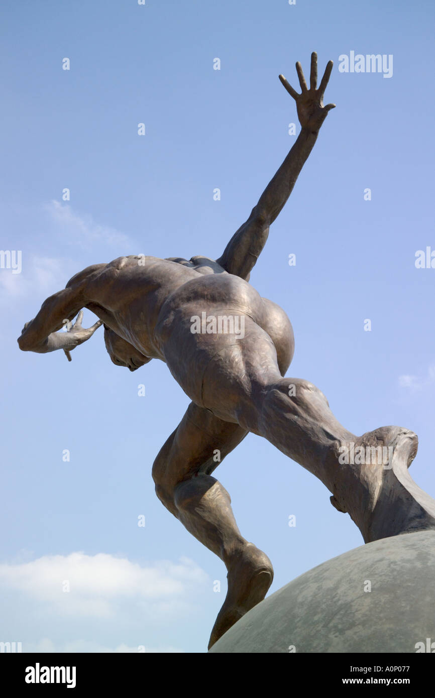 Statue City of Manchester Stadium Manchester Lancashire England Stock ...