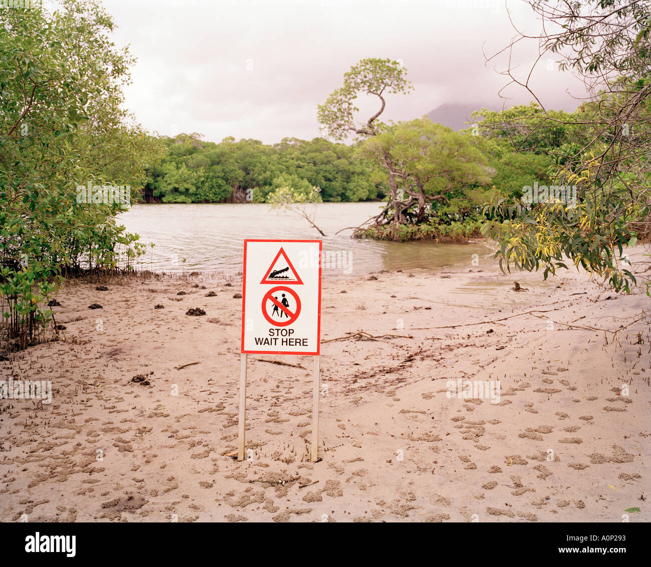 Danger Sign Warning Of Crocodiles Stock Photos & Danger Sign Warning Of ...