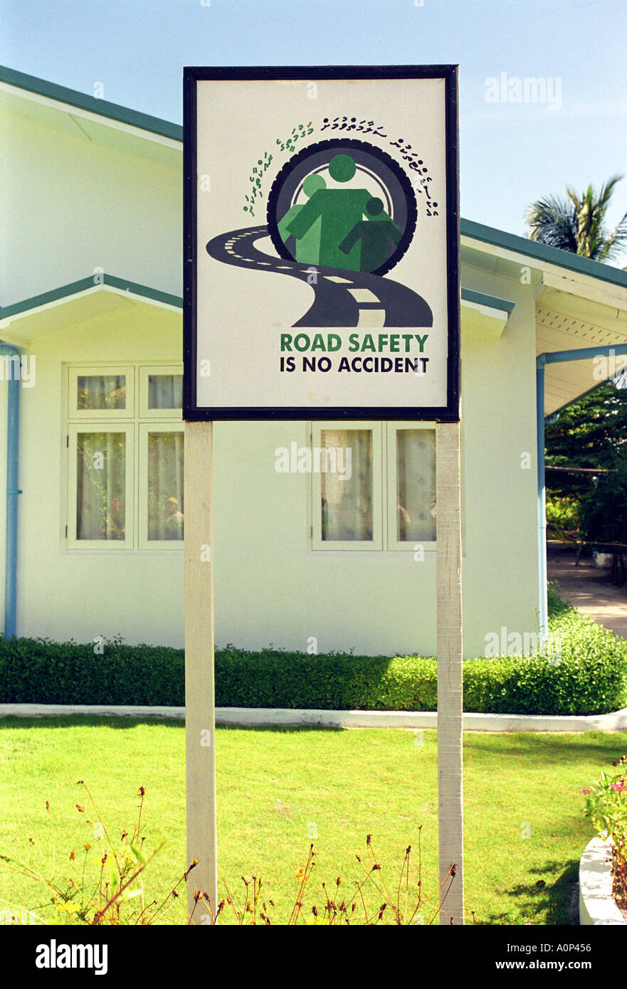 Road safety sign on Bandidhoo Island in The Maldives even though there ...