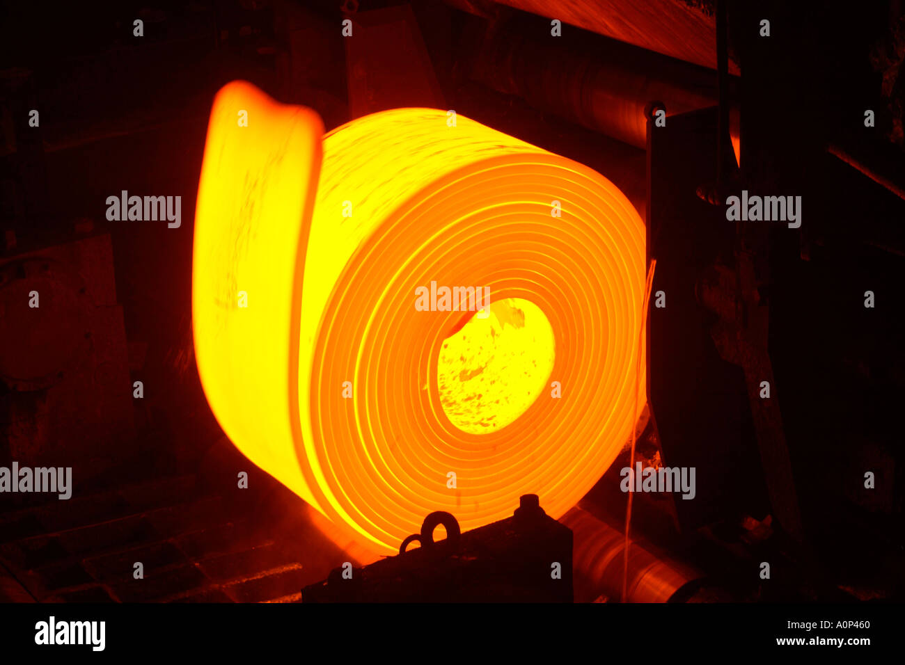 Coilbox coiling rolled steel on the Hot Strip Mill at Corus Port Talbot ...