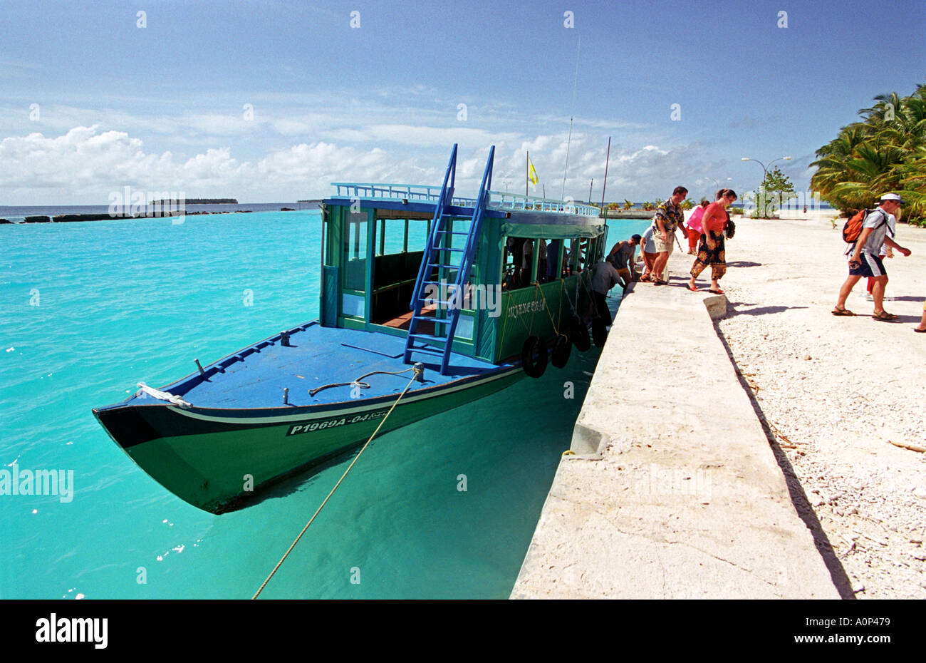Tourist transport boat in The Maldives Stock Photo - Alamy