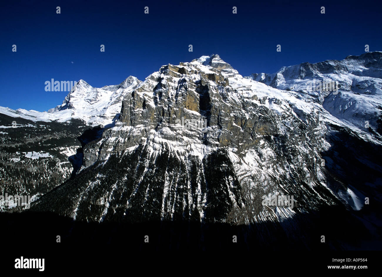 SWITZERLAND BERNESE OBERLAND. THE JUNGFRAU EIGER SILBERHORN MOUNTAINS ...