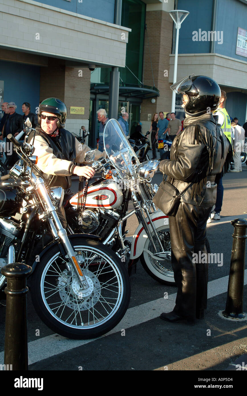 Senior Motorcyclists with Harley Davidson bike Stock Photo - Alamy