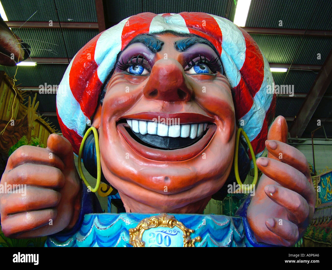Detail of carnival float with clown face at Blaine Kern s Mardi Gras ...