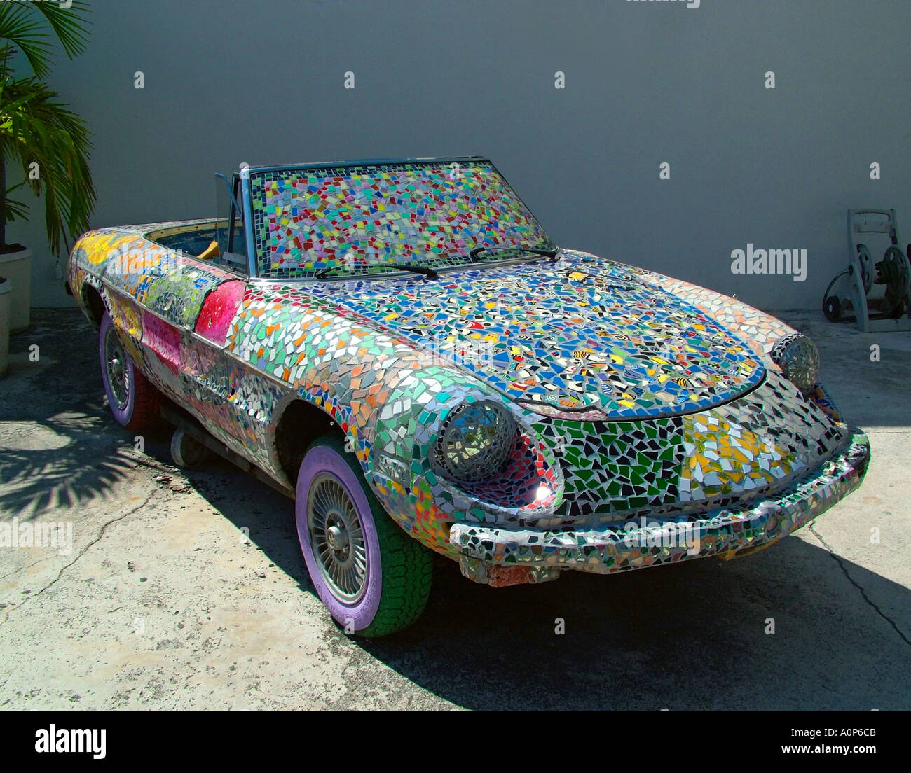 Alfa Romeo covered in mosiac Key West Florida Stock Photo - Alamy
