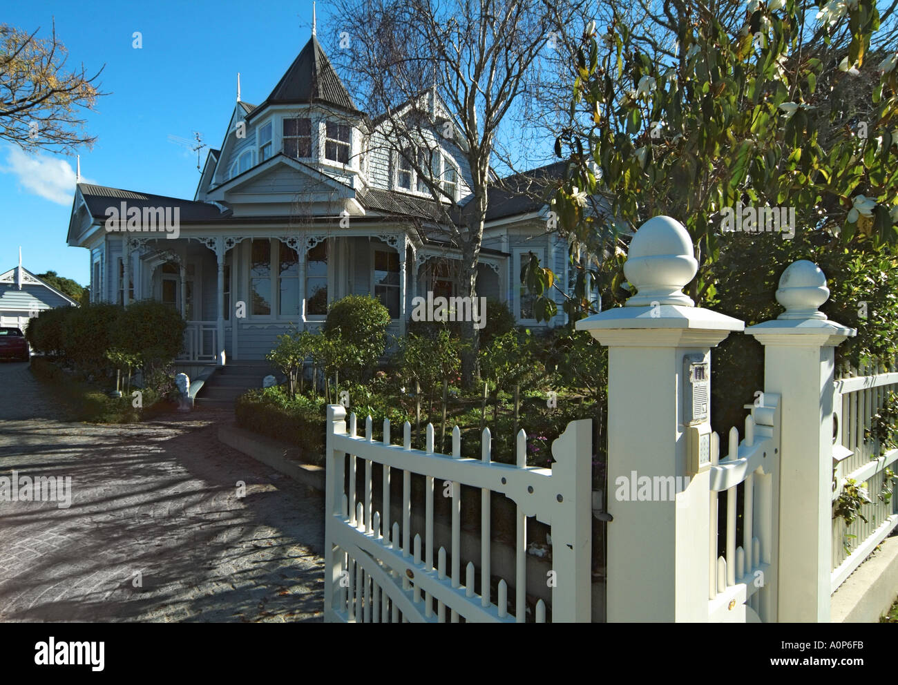 Gates and driveway Auckland residence New Zealand Stock Photo - Alamy