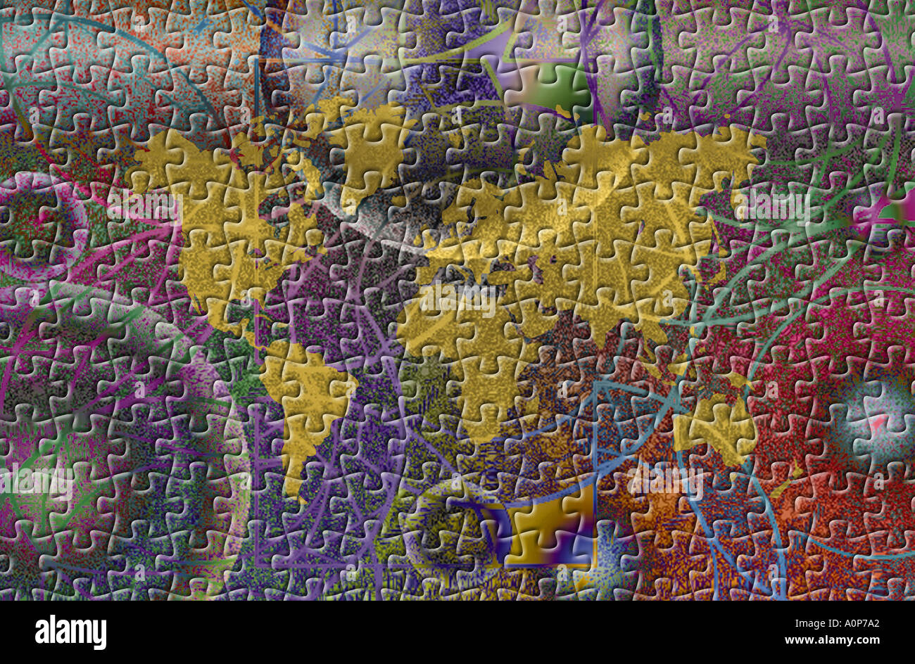 Jig saw puzzle displaying mysterious world map composition Stock Photo ...
