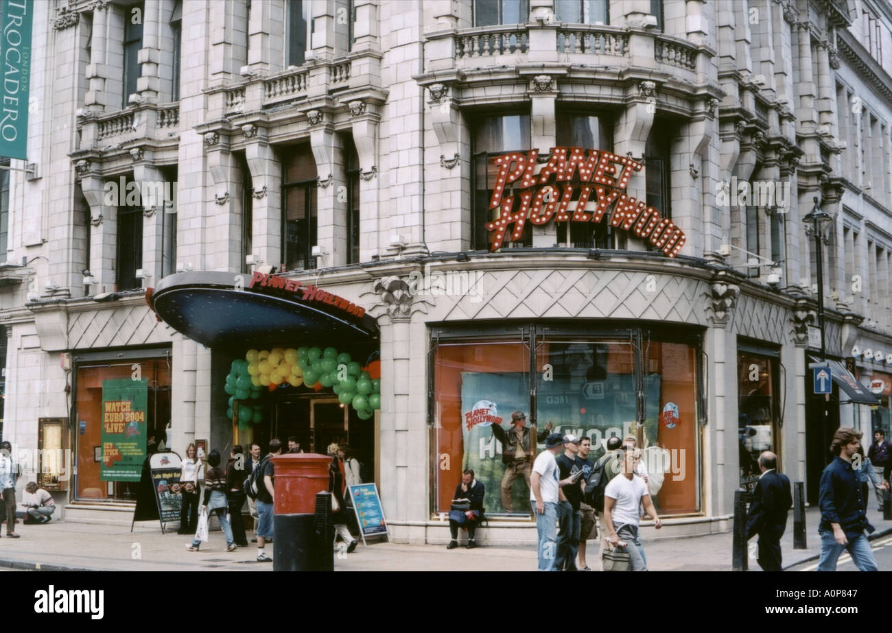 Planet Hollywood landscape West End London England UK Europe Stock ...