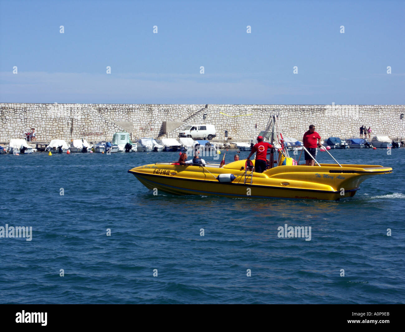 Fun Banana Splash Boat in the Mediterranean Sea off Fuengirola, Costa ...