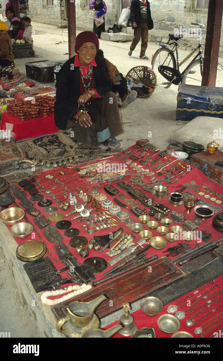 Market stall in Lhasa Tibet Stock Photo - Alamy