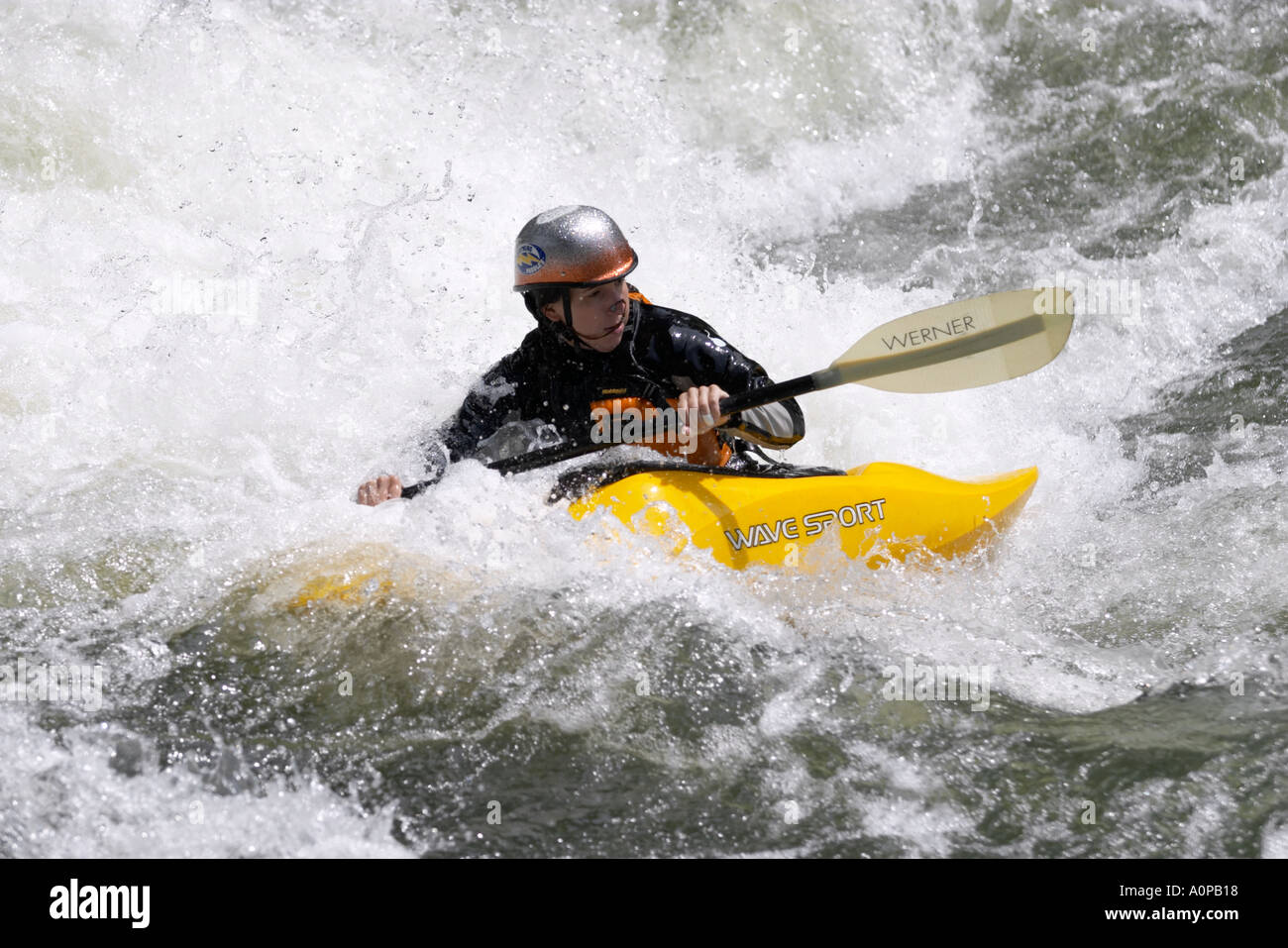 Female Kayaker on the Ocoee River paddling the whitewater rapids Model ...