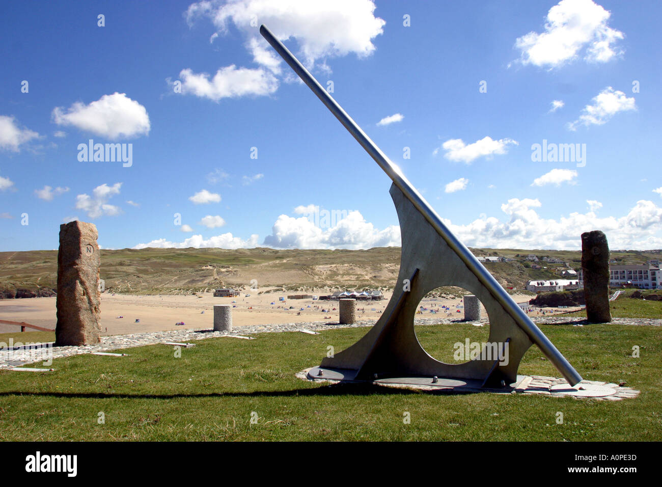 Millennium Sundial, Perranporth, Cornwall, UK Stock Photo - Alamy
