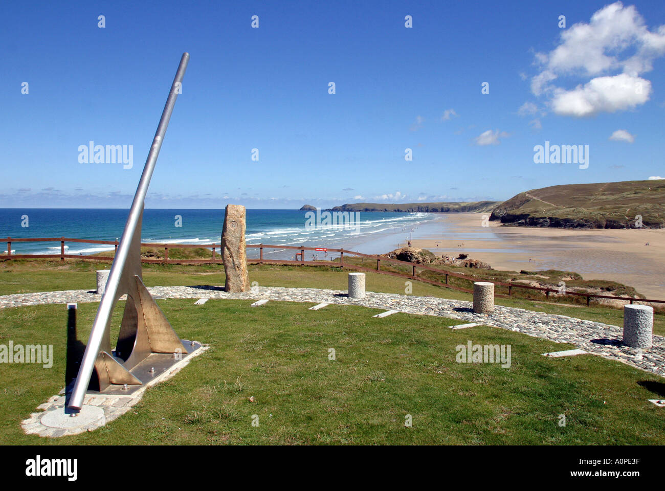 Millennium Sundial, Perranporth, Cornwall, UK Stock Photo - Alamy