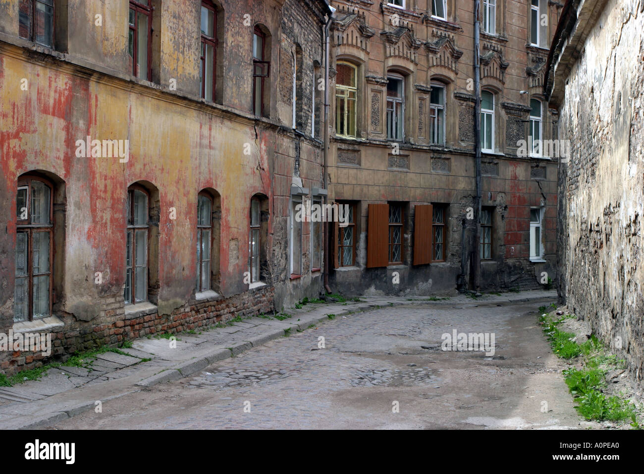 Unrenovated buildings in the old town in Vilnius Lithuania Stock Photo ...