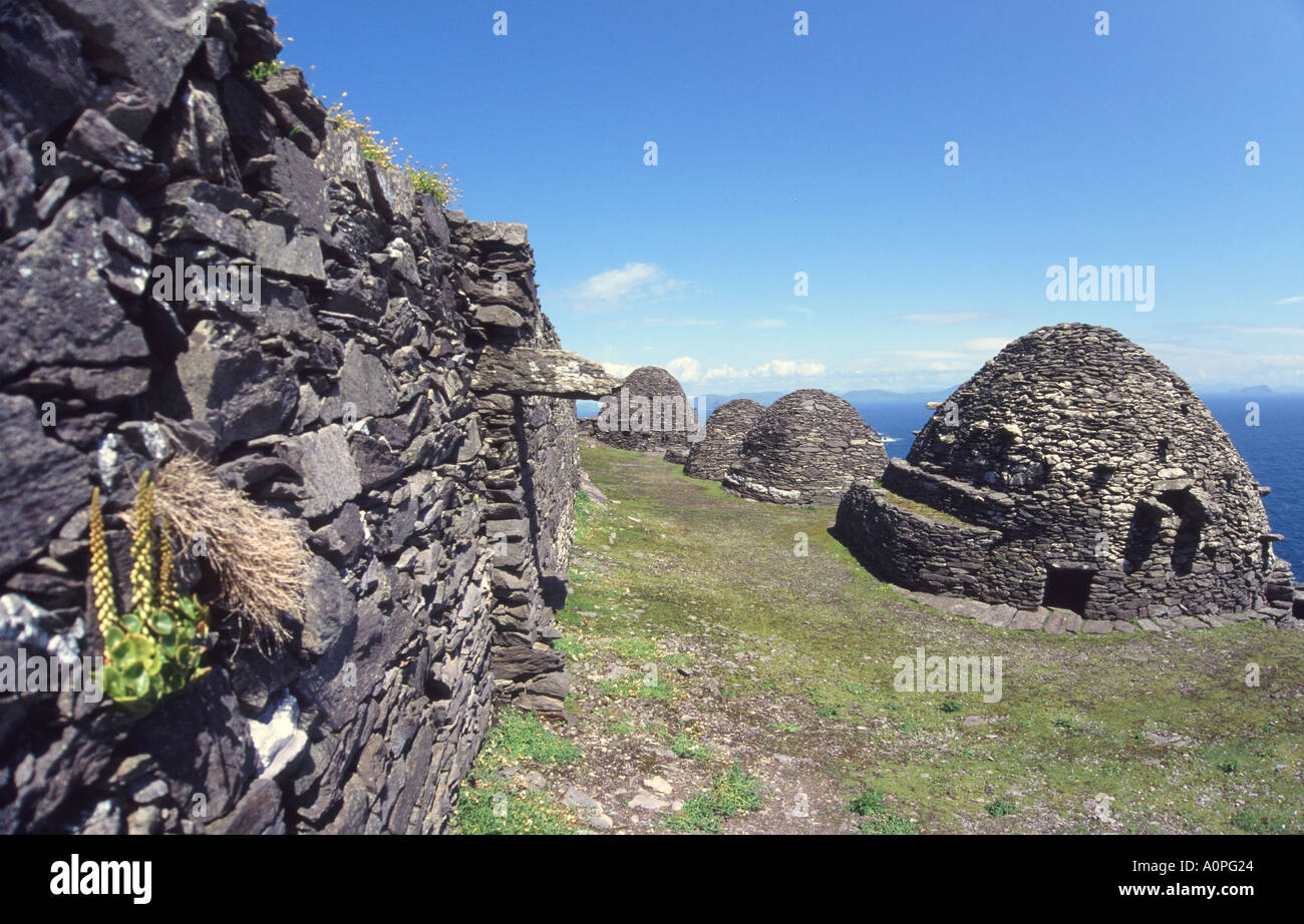 View over Ancient Monastic Settlement at Skellig Michael Ireland Stock ...