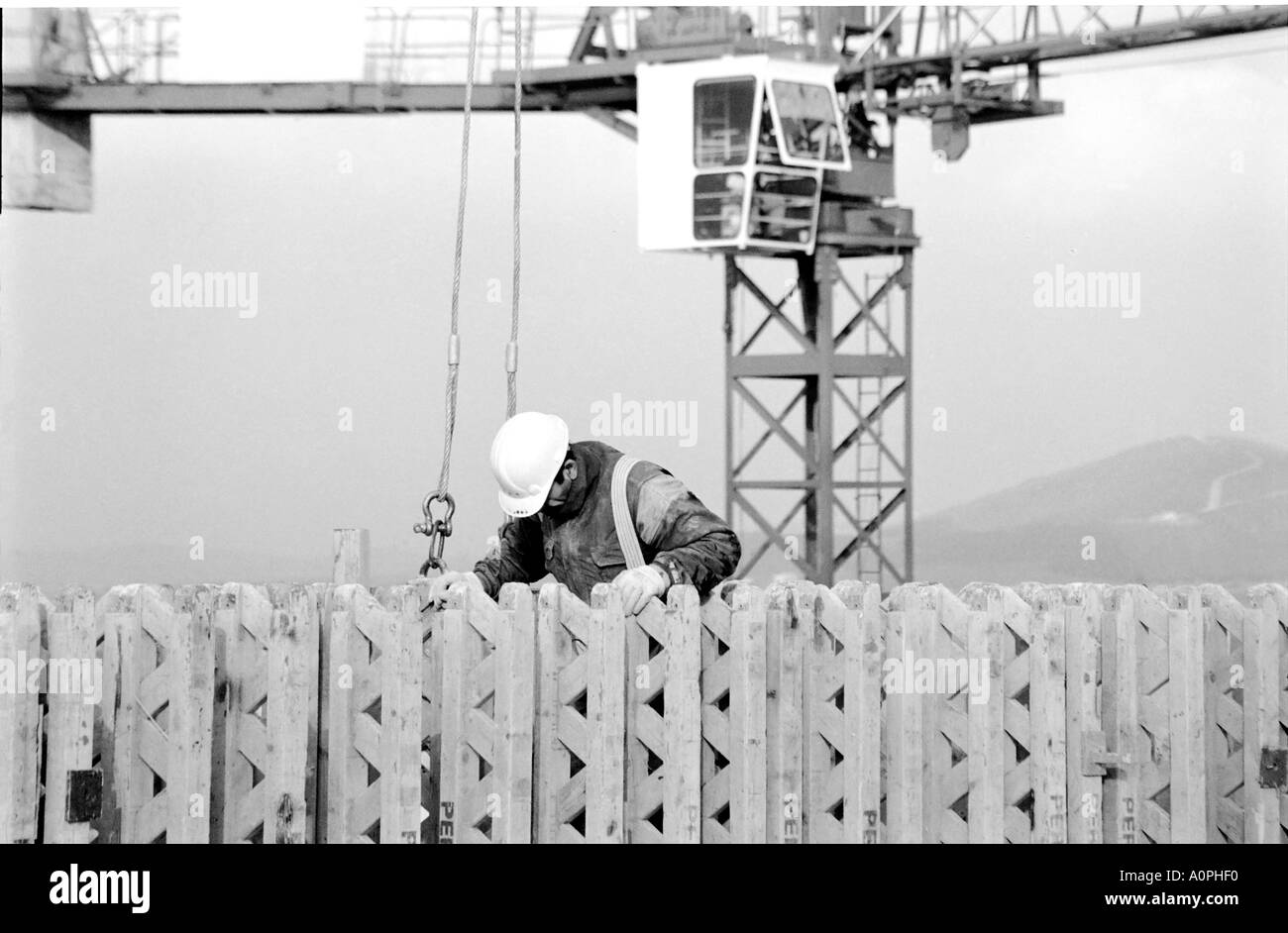 Construction crane operator Black and White Stock Photos & Images - Alamy