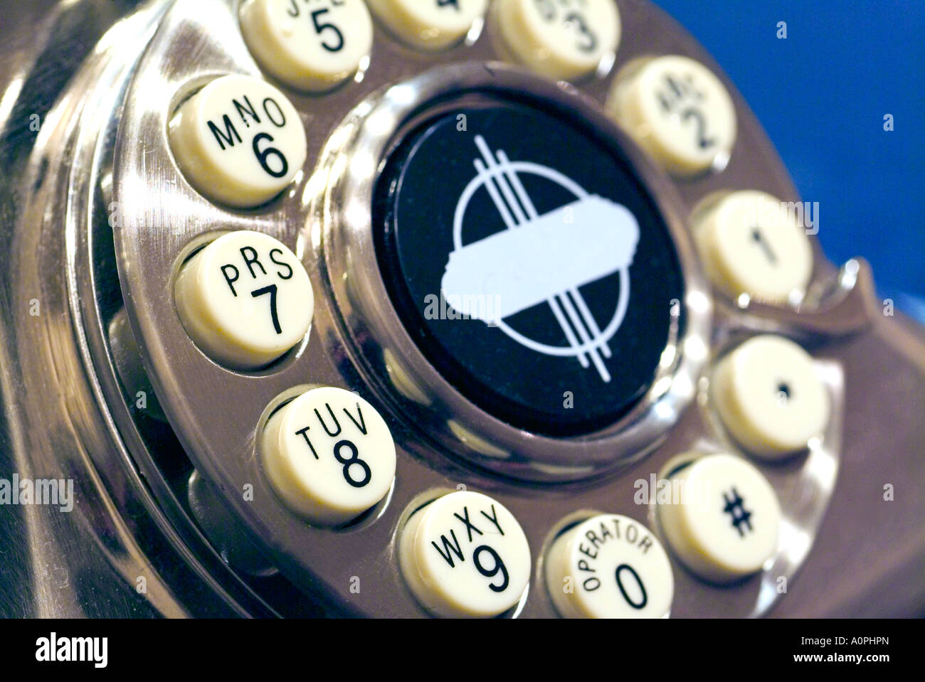 Silver metal Rotary dial telephone on desk in hotel lobby Stock Photo ...