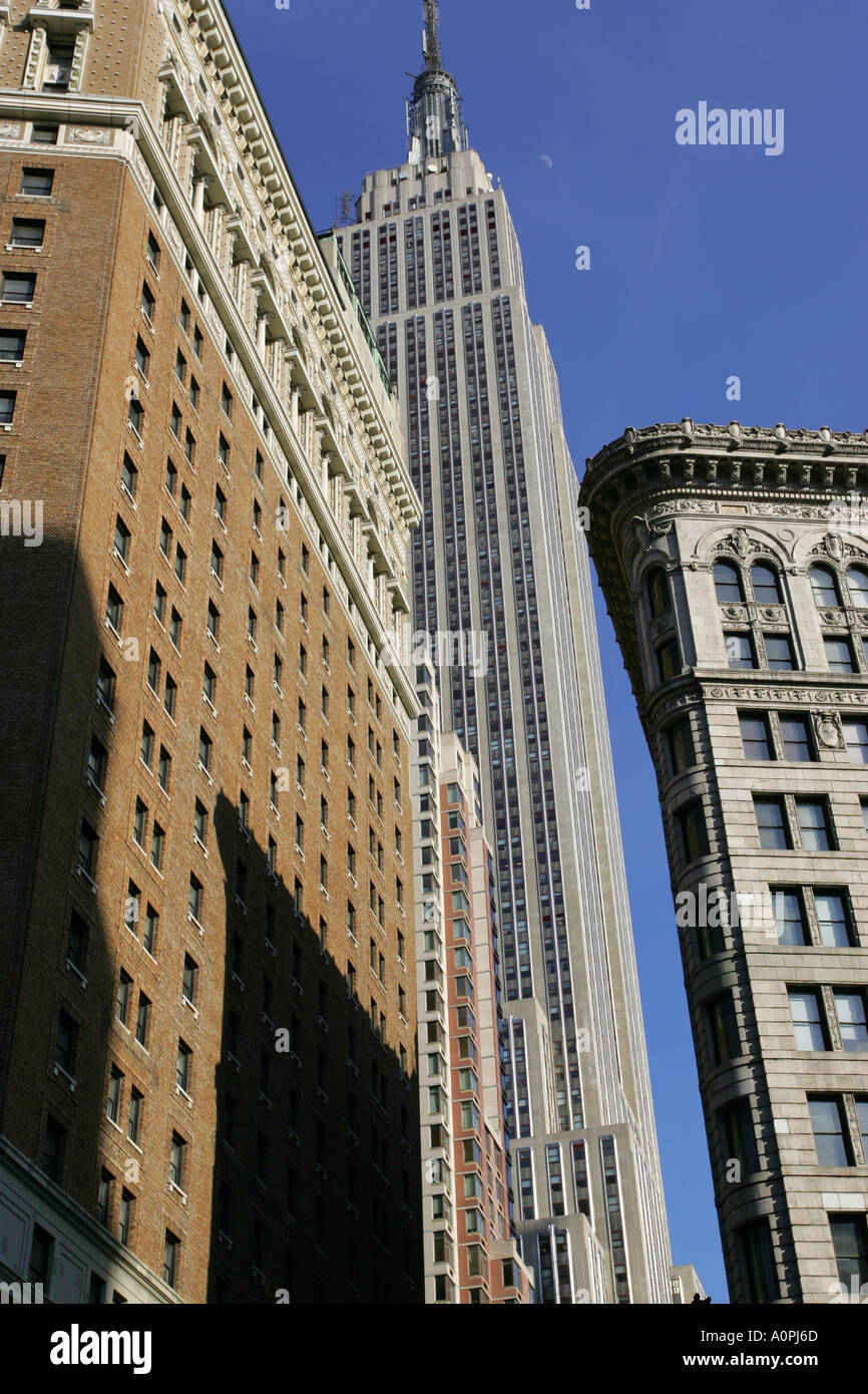 The world famous landmark skyscraper the Empire State Building stands ...