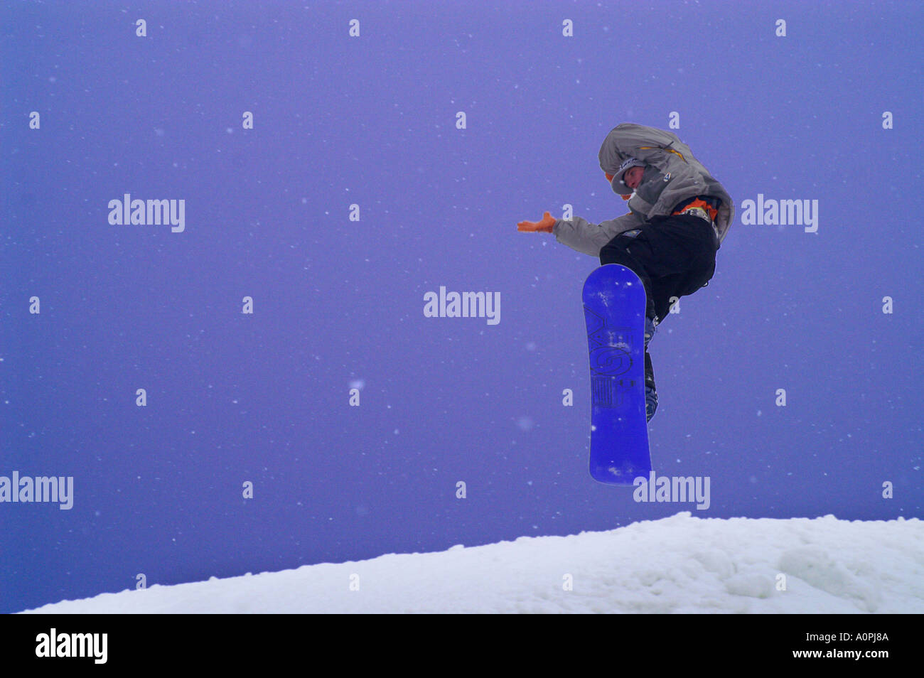 Snowboard Jumping competition Stock Photo - Alamy