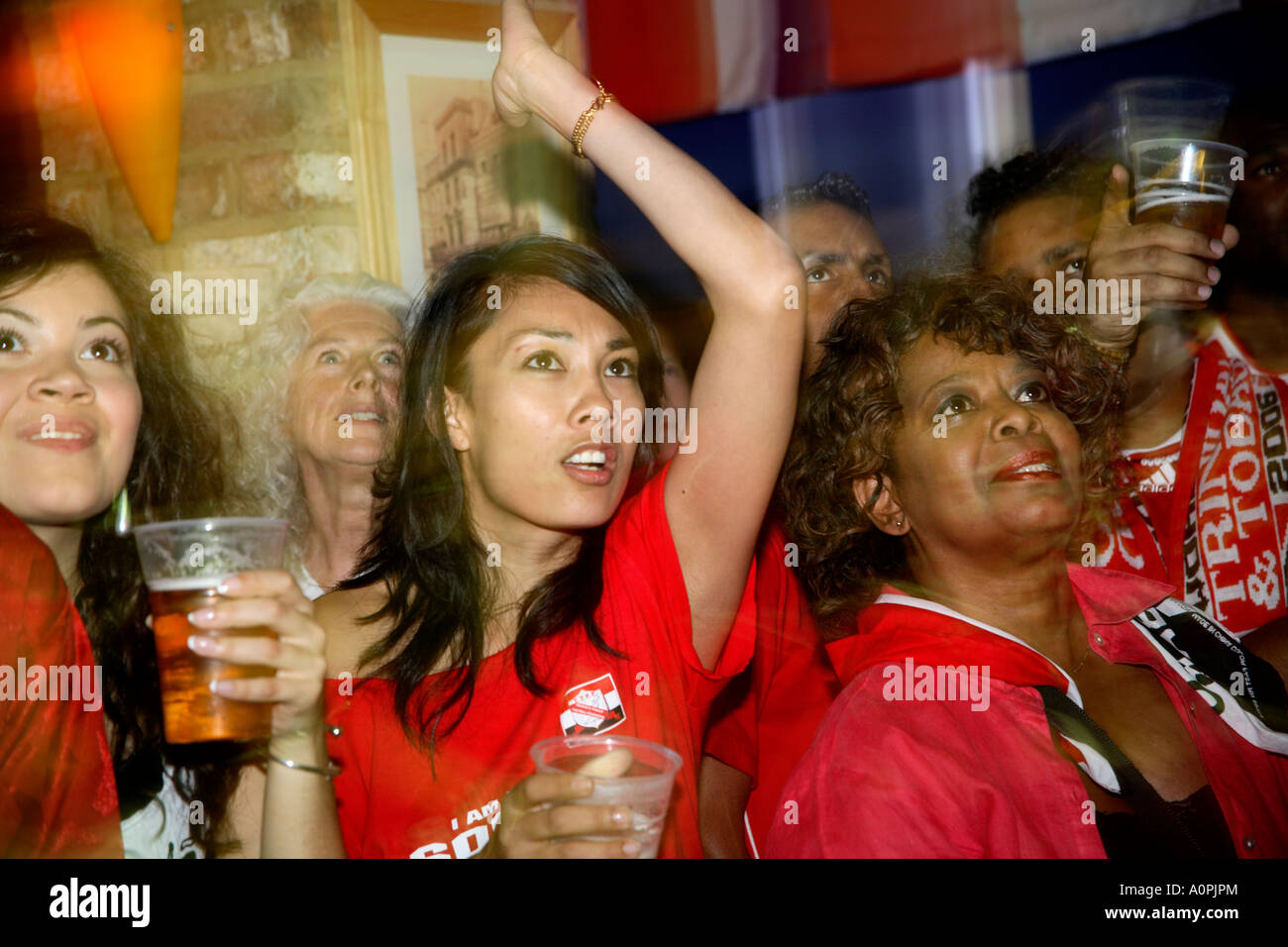 Trinidad & Tobago fans cheering team during 2-0 defeat vs England, 2006 ...