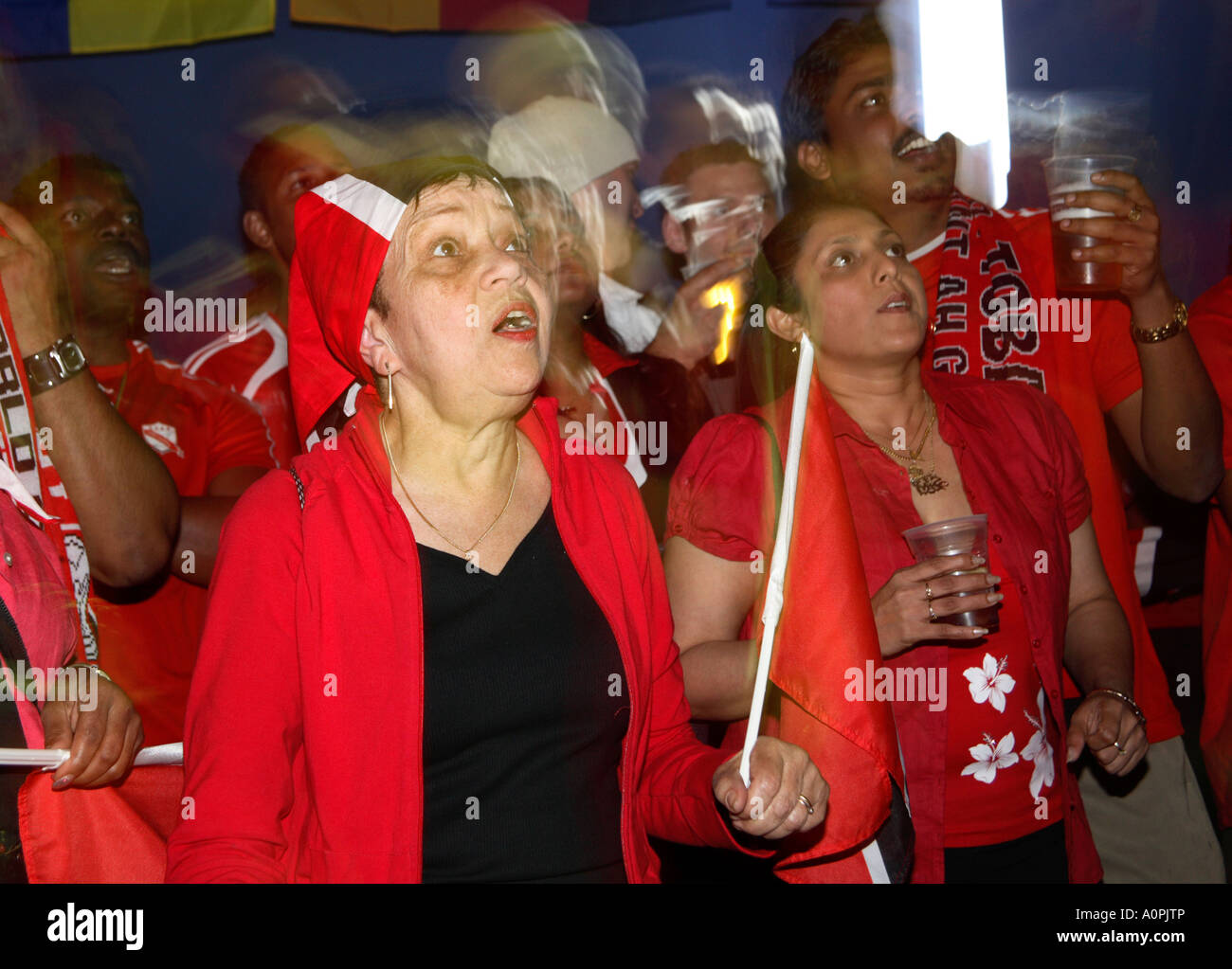 Trinidad & Tobago fans cheering team during 2-0 defeat vs England, 2006 ...