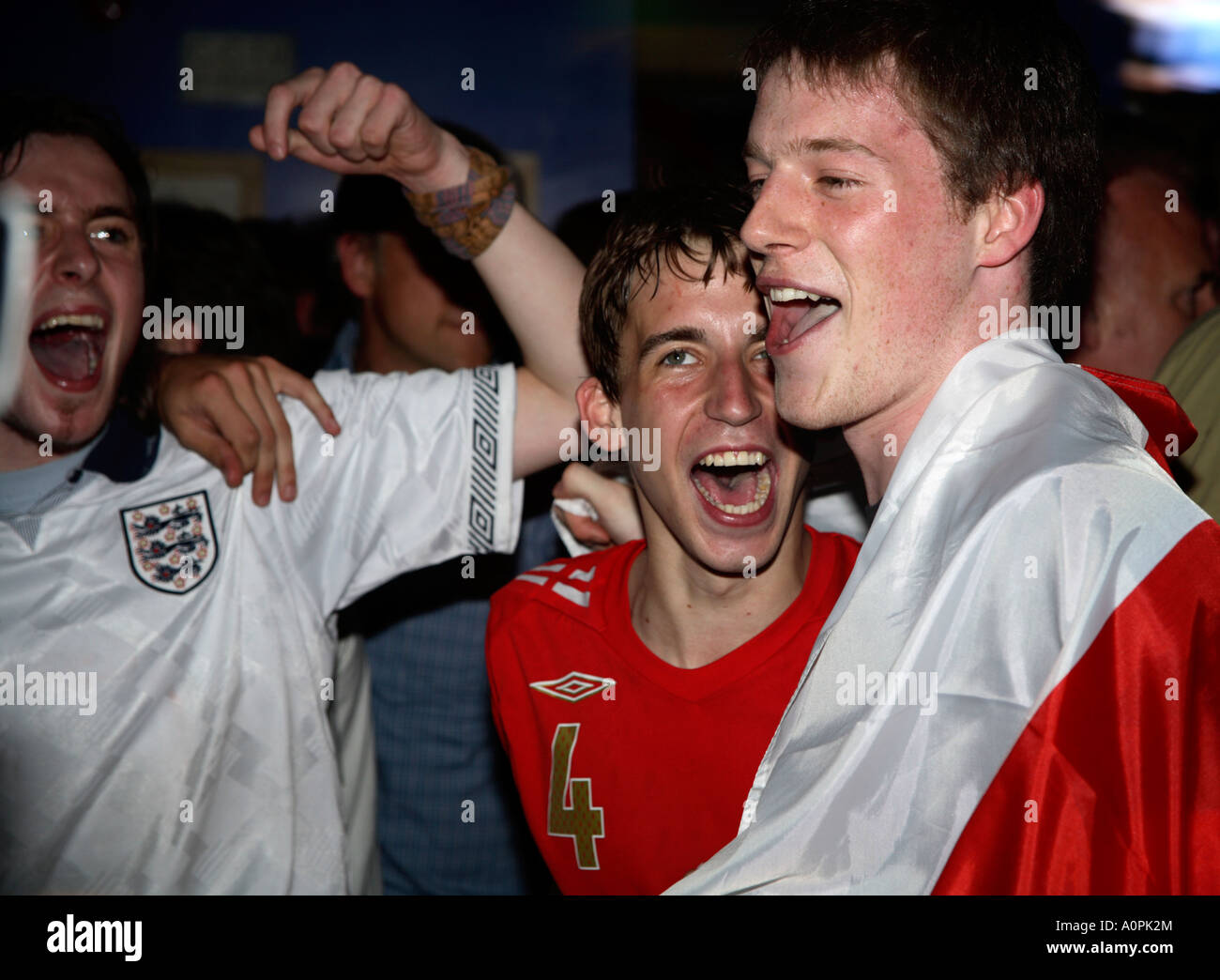 England fans celebrate 2-0 win over Trinidad & Tobago, 2006 World Cup ...