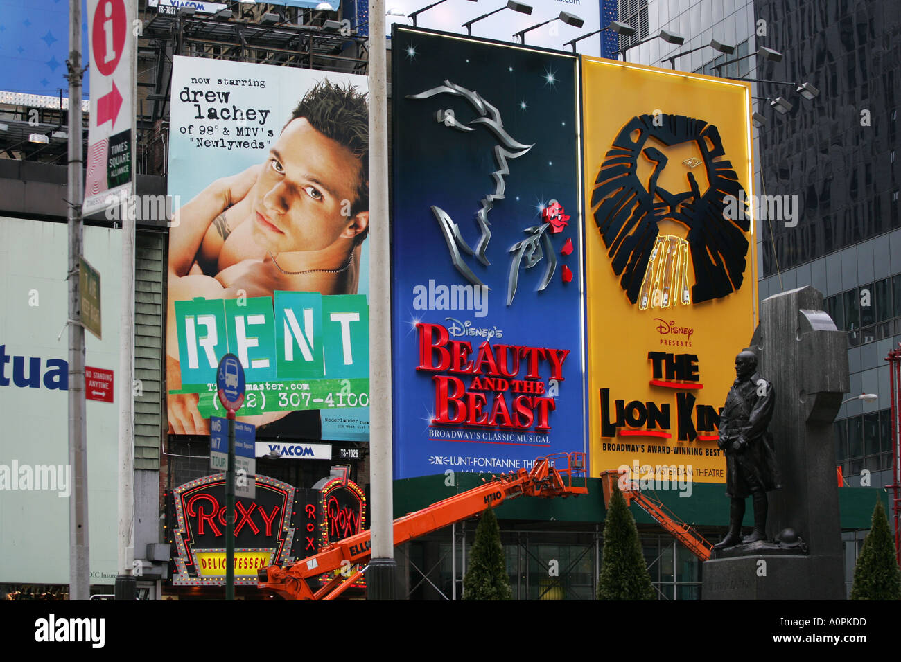 Giant Billboards advertise Broadway musical shows in Times Square ...
