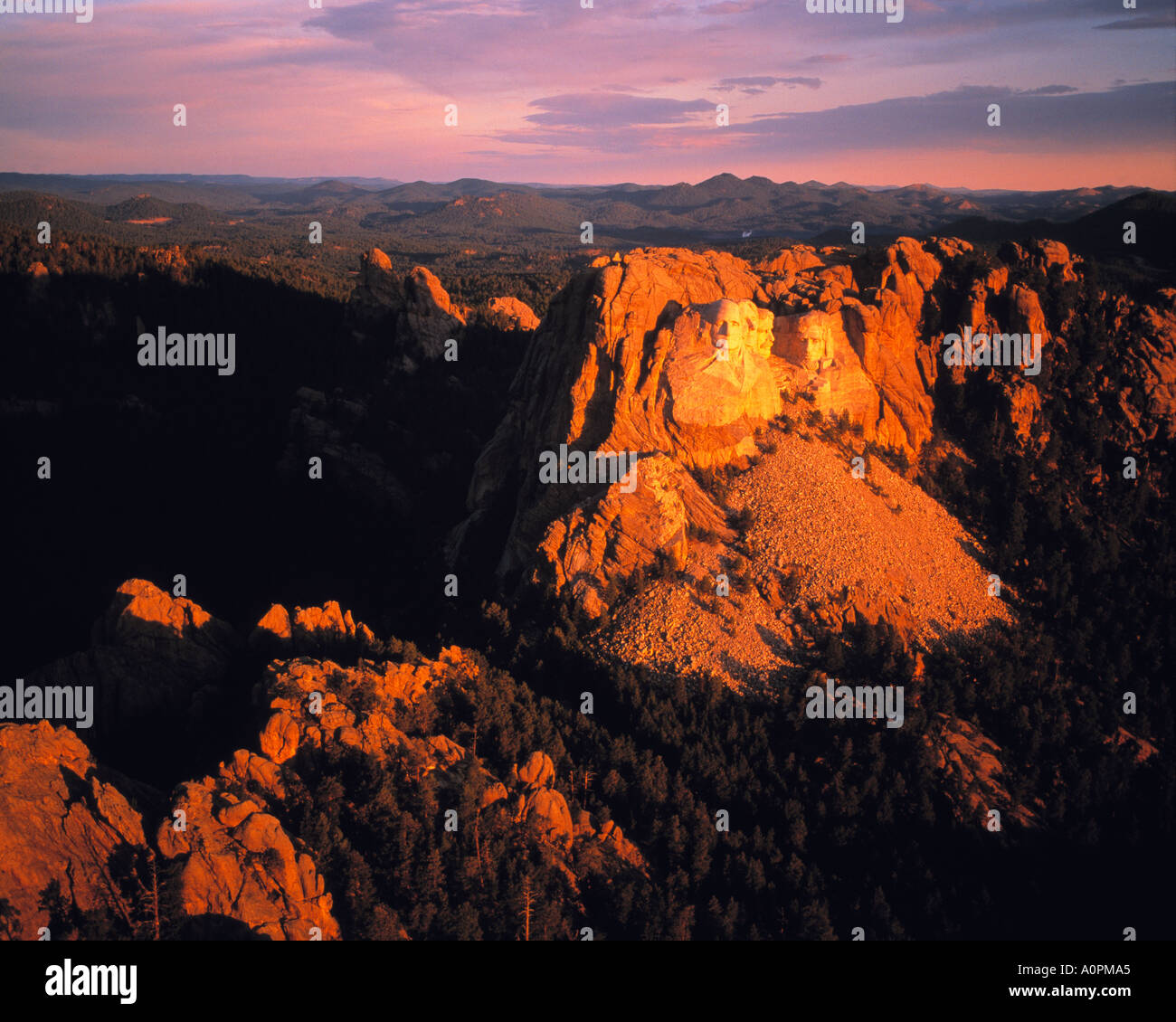 Aerial View of Mount Rushmore at Dawn Mount Rushmore National Memorial ...