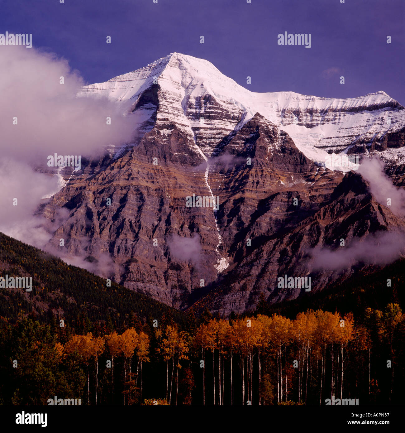 Mount Robson in Mount Robson Provincial Park in Canadian Rockies along ...