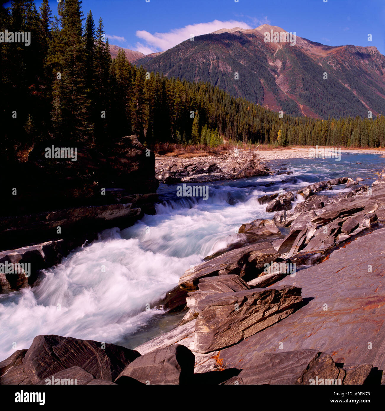 Numa Falls and the Vermilion River in Kootenay National Park in the ...