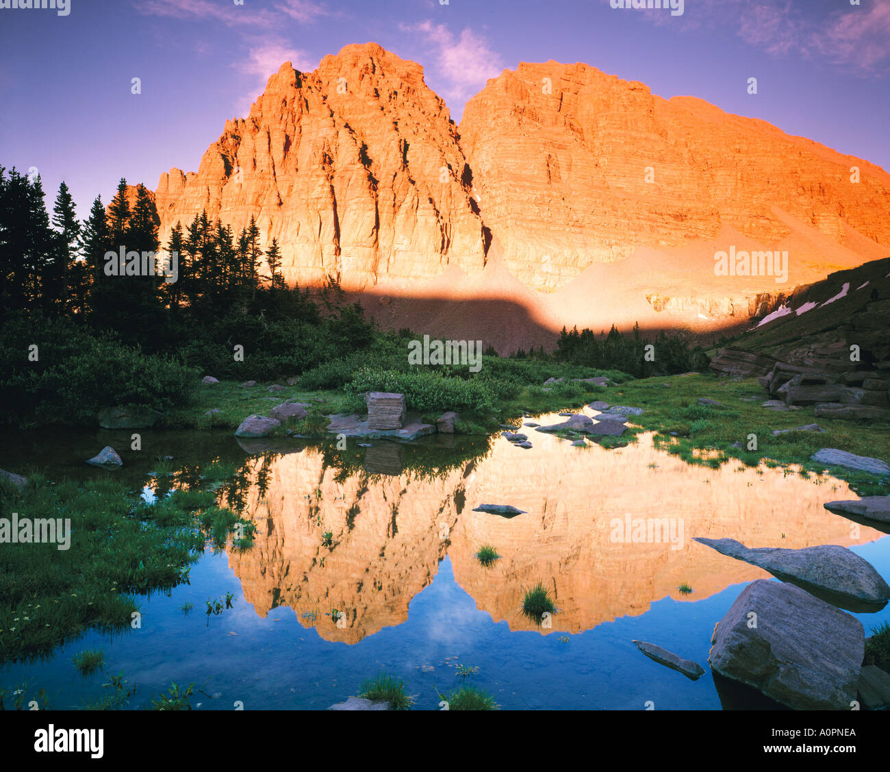 Red Castle Peak Reflection High Uintas Wilderness Utah Stock Photo - Alamy