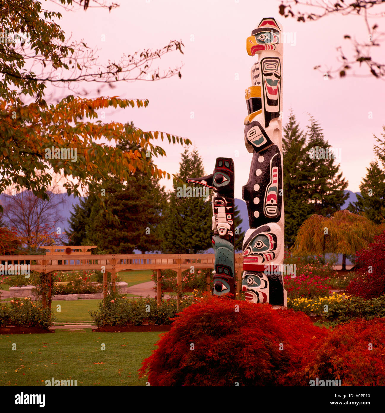 Totem Poles in Burnaby Mountain Park in Autumn in Burnaby British ...