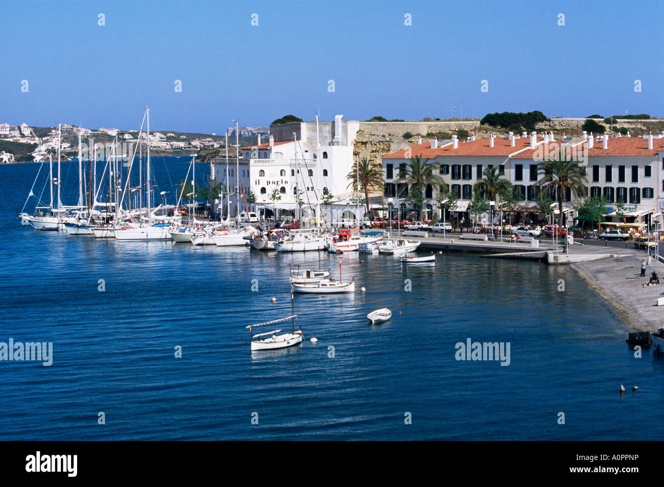 Port and yacht harbour Mahon Menorca Balearic Islands Spain ...