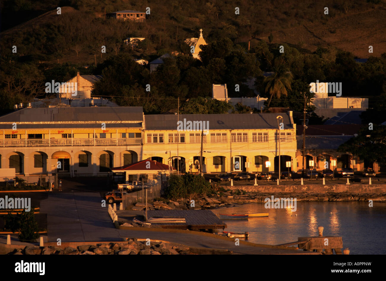 Harbourfront at sunset St Croix U S Virgin Islands West Indies Central ...