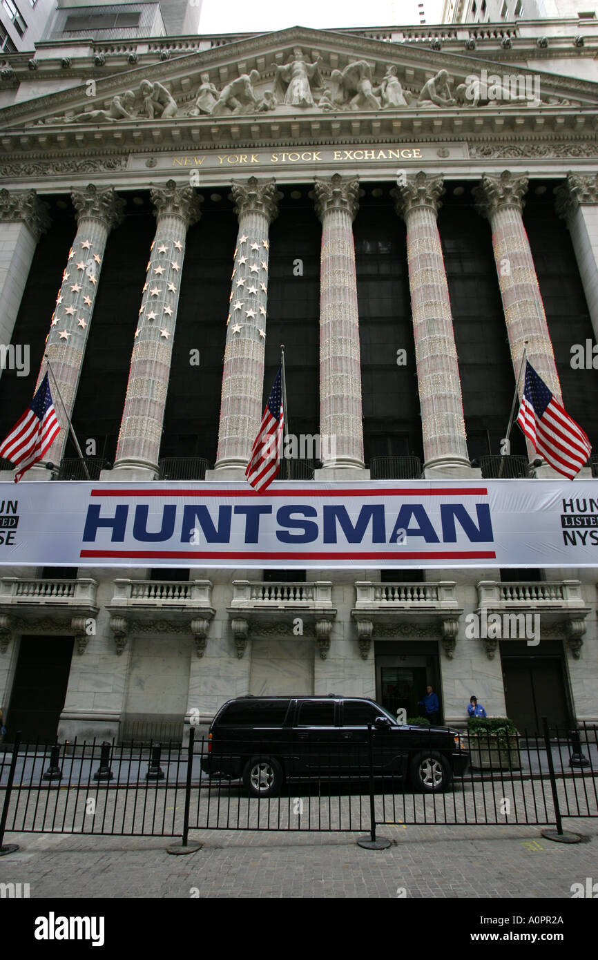 Iconic view of the front entrance of the American Stock Exchange ...