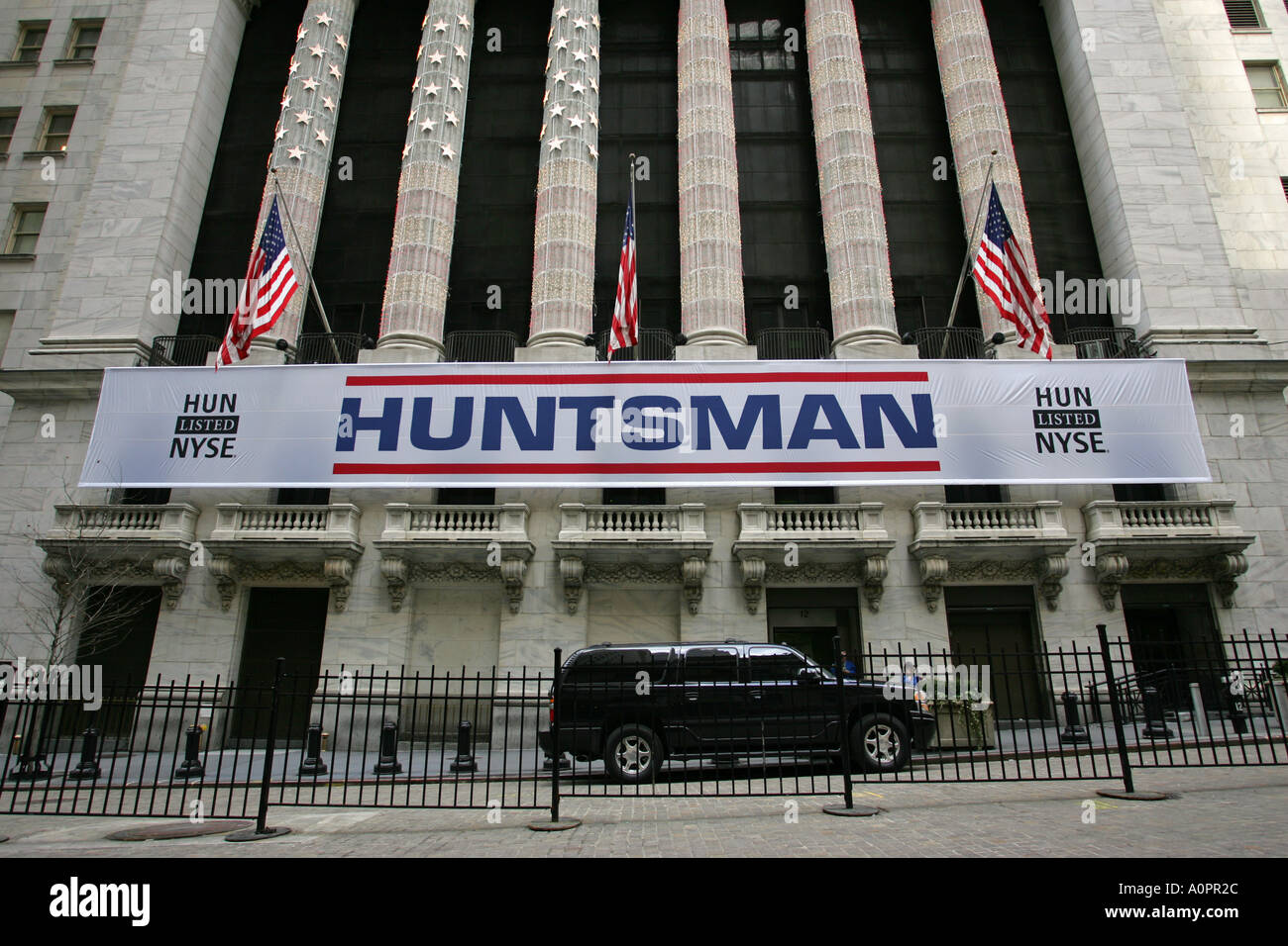 Iconic view of the front entrance of the American Stock Exchange ...