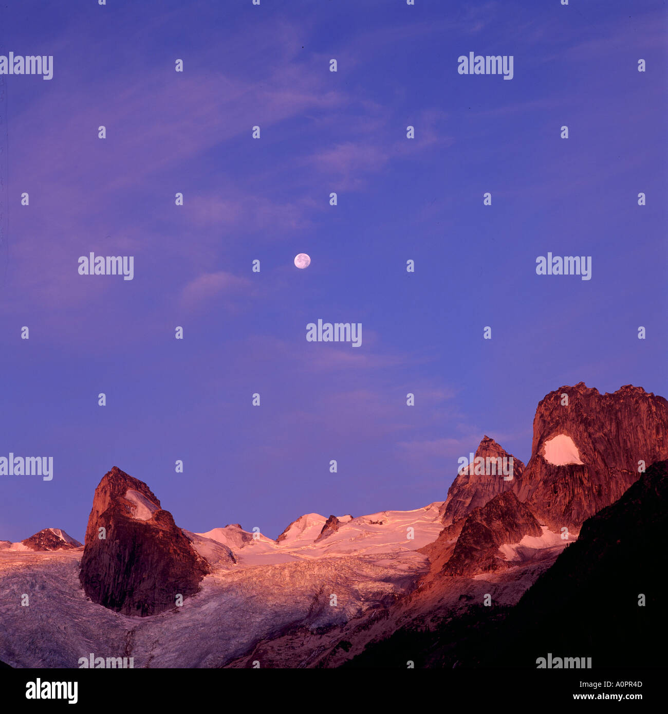 Moonrise over Bugaboo Glacier and Marmolata Peak in the Purcell ...