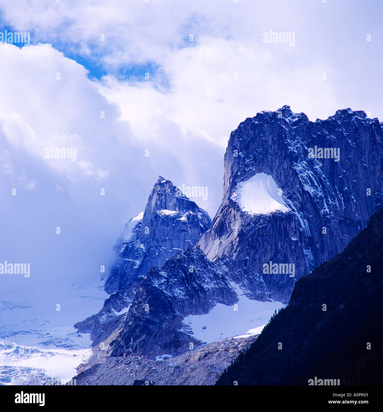 The Snowpatch Spire in the Purcell Mountains in Bugaboo Provincial Park ...