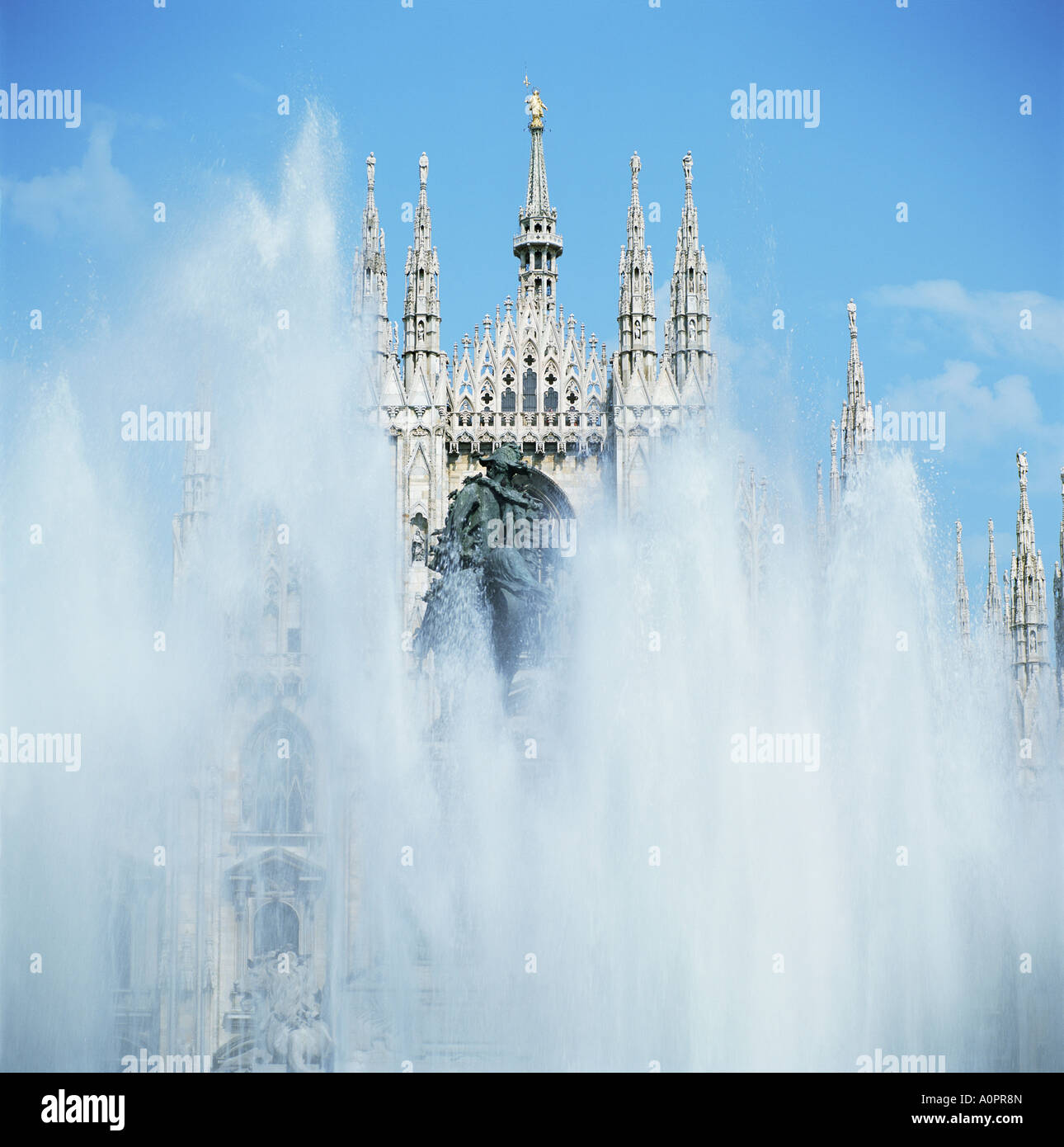 Milan Cathedral seen through fountains Milan Lombardia Italy Europe ...