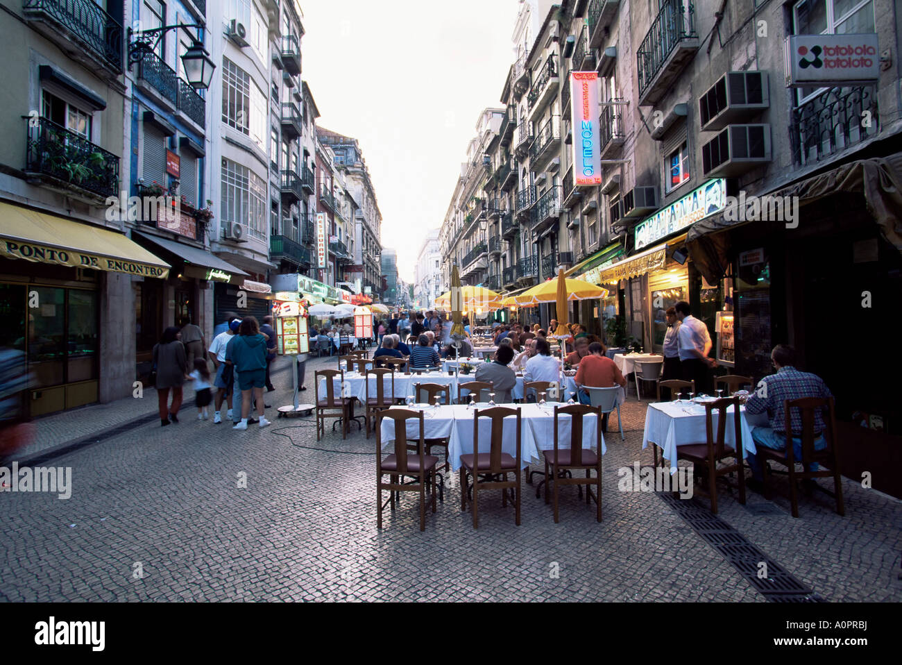 Pedestrian street with cafes and restaurants hi-res stock photography ...