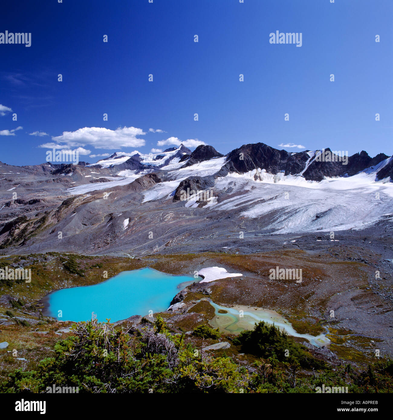 Mountain Peaks Glaciers and a Tarn in the Purcell Mountains in Bugaboo ...