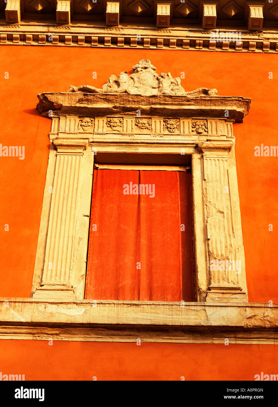 Window detail Archiginnasio Piazza Galvani Bologna Emilia Romagna Italy ...