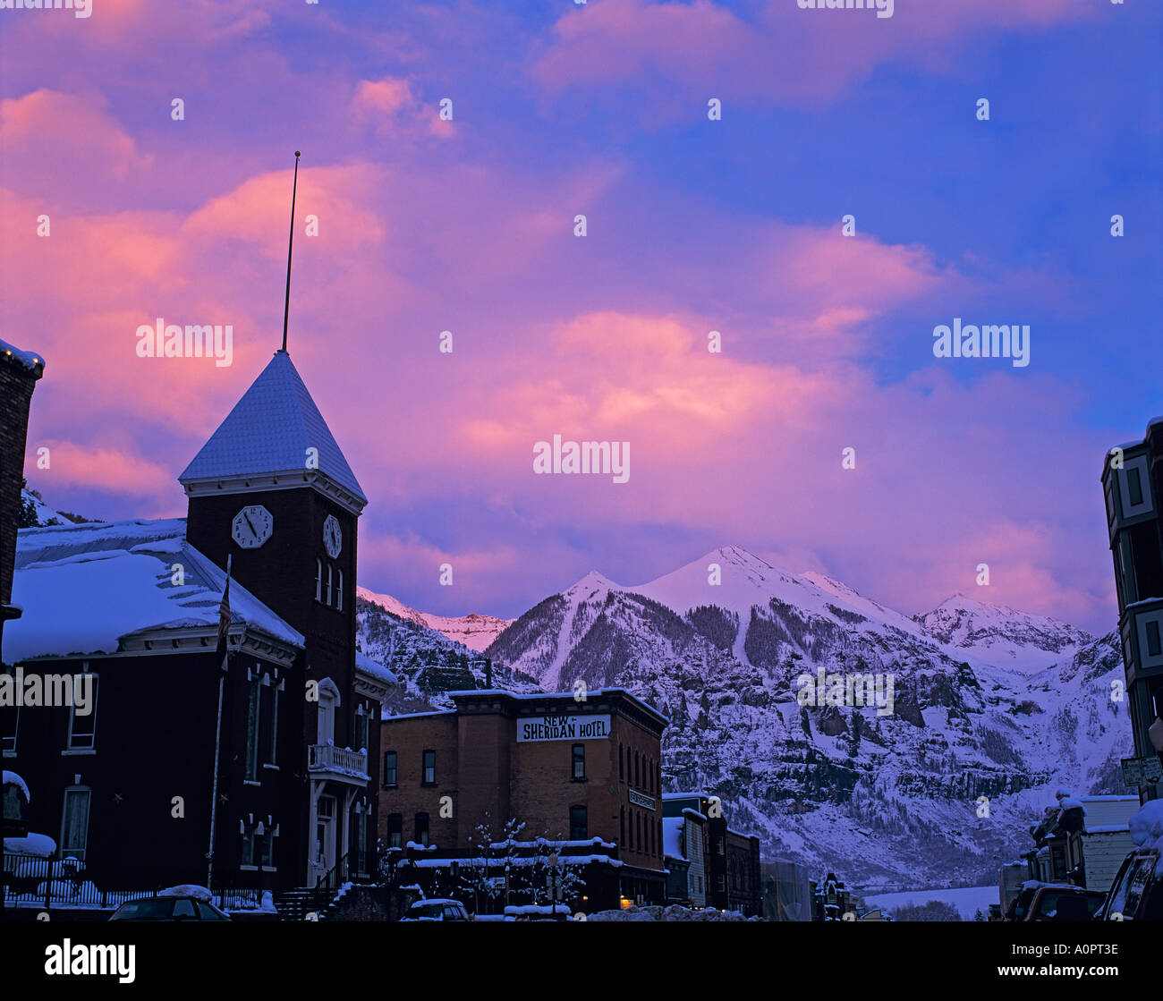 Telluride at sunset Telluride Historic District Colorado Stock Photo ...