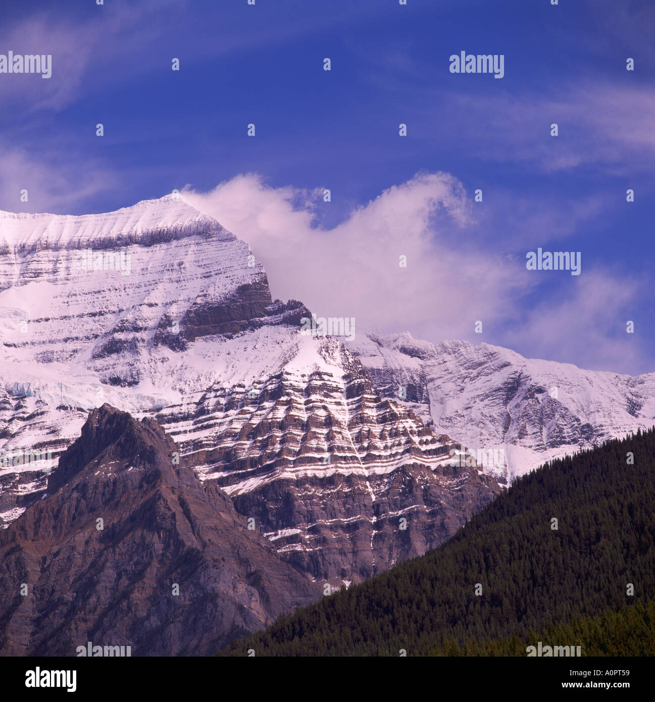 Mount Robson in Mount Robson Provincial Park in Canadian Rockies along ...