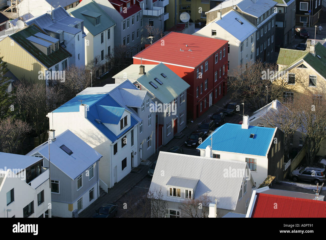 Aerial view of typical famous colourful buildings and architecture in ...