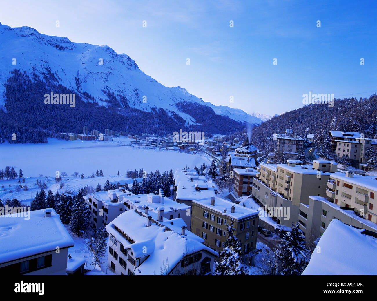 St Moritz ine arly morning light Swiss Alps Switzerland Europe Stock ...